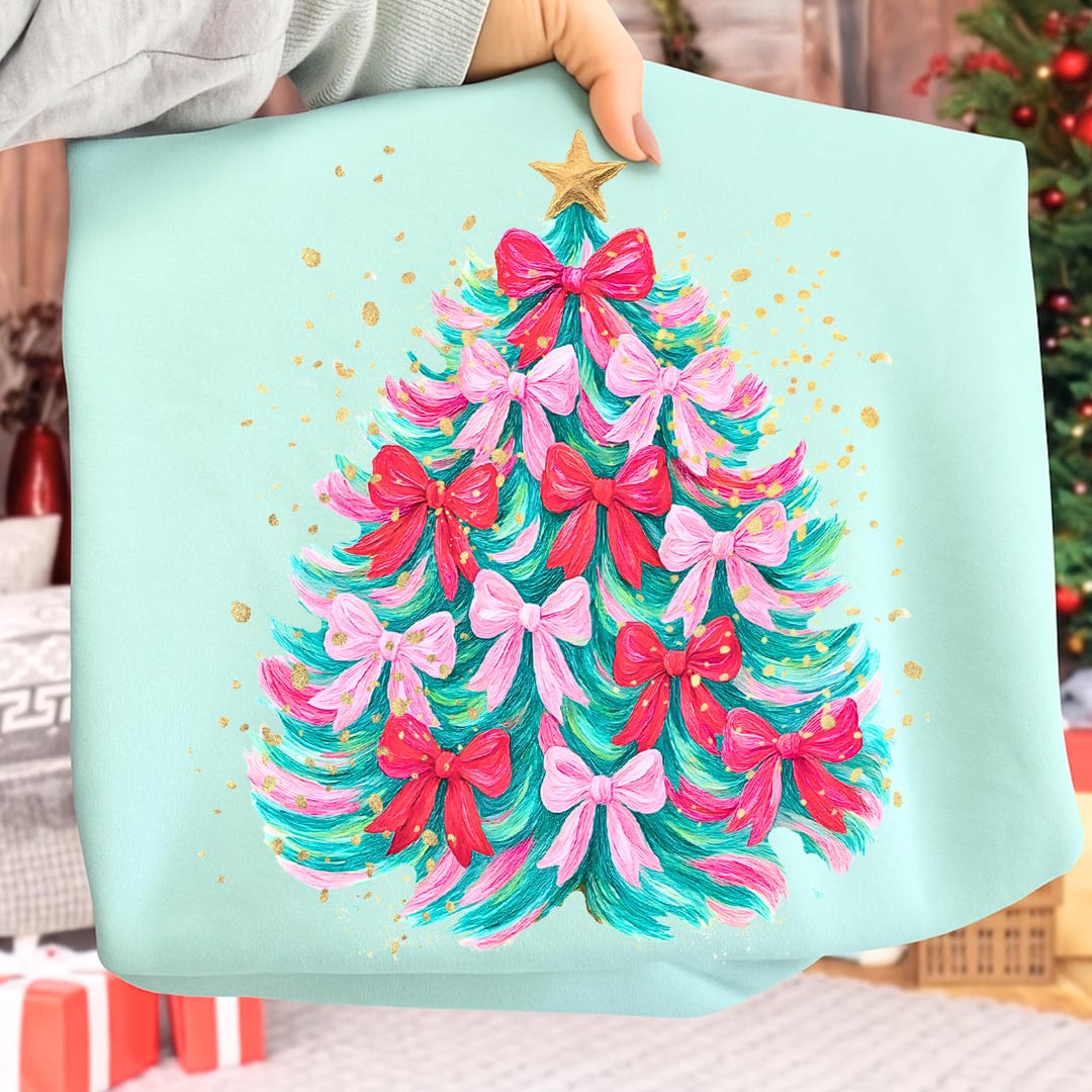 Preppy Christmas Tree Png Colorful Coquette Glitter Christmas Png Merry ...