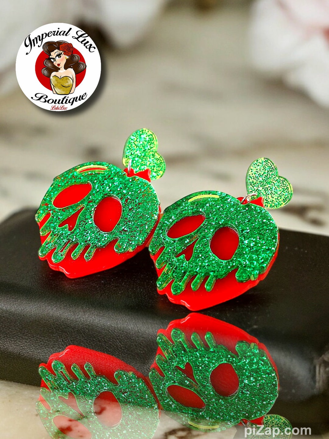 Lux Acrylic Bad Red Apple Horror Halloween Custom Earrings/ Jewelry ...