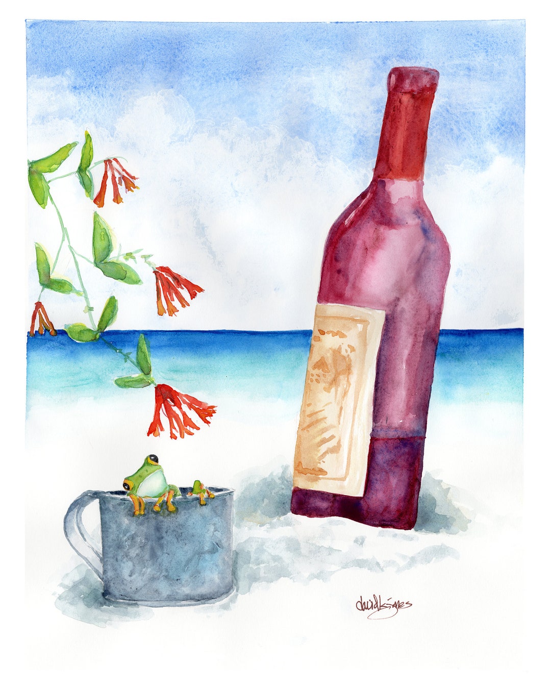 Tin Cup Chalice Beach Art: Jimmy Buffett Inspired Watercolor Print - Etsy