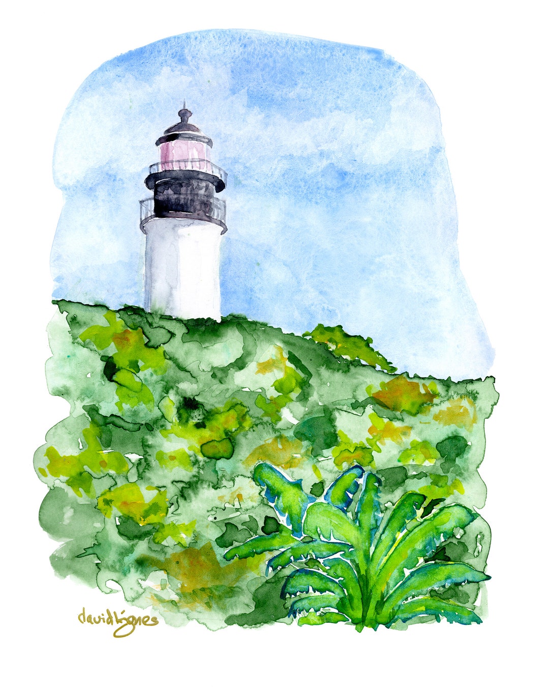Key West Lighthouse (art Print), Coast, Sea, Island Art, Tropical Art ...