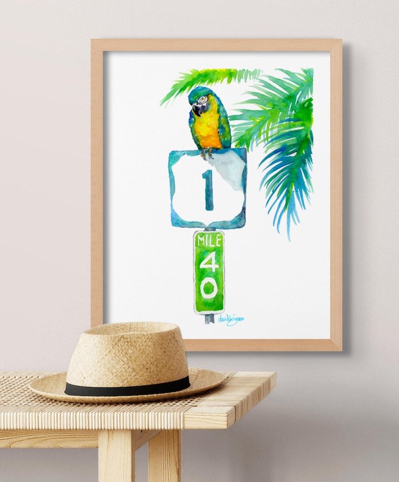 Parrot Looks at 40 Jimmy Buffett Art Print, Key West Florida Keys Art ...