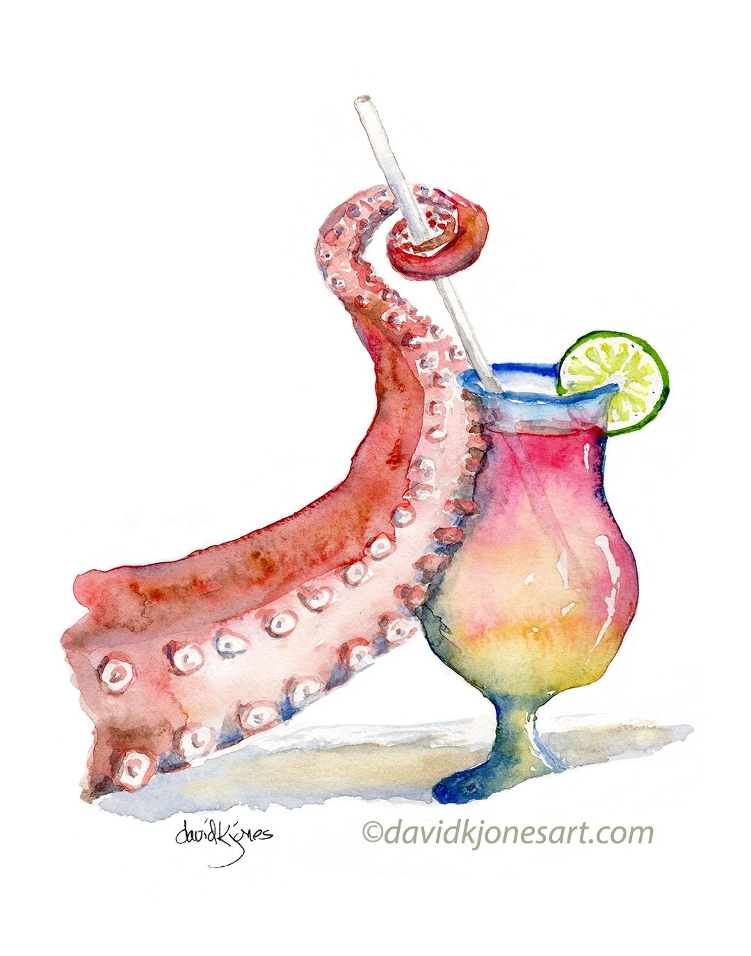 Octopus Drink (print), Boat Drinks, Tiki Bar, Bar Decor, Humorous Art ...