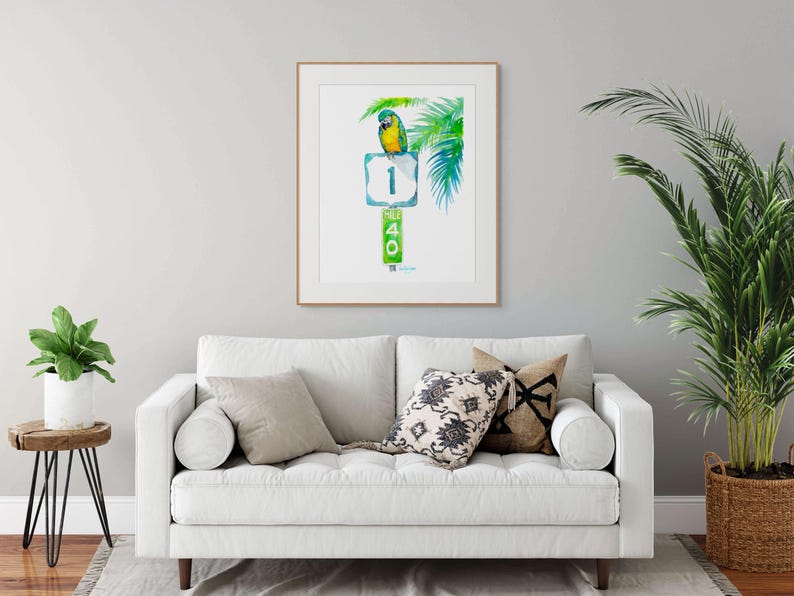 Parrot Looks at 40 Jimmy Buffett Art Print, Key West Florida Keys Art ...