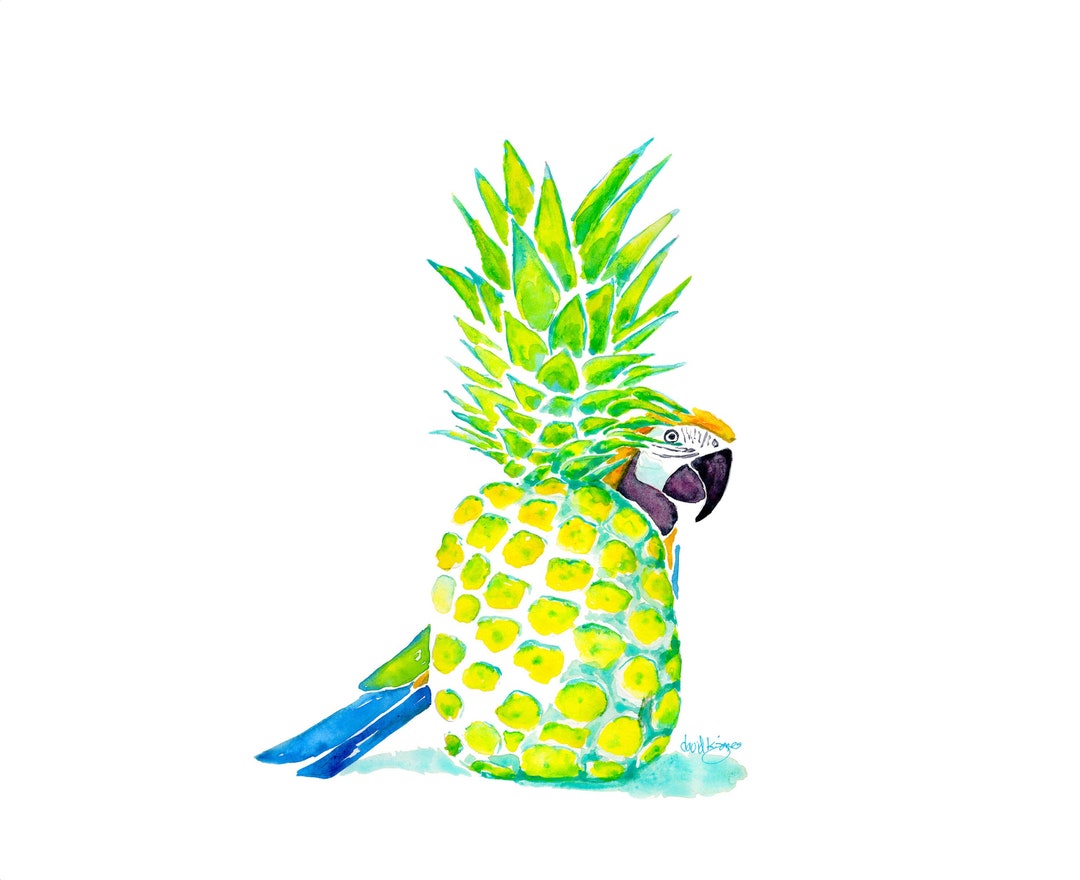 Pineapple Parrot (tropical Art Print), Parrothead, Jimmy Buffett, Key ...
