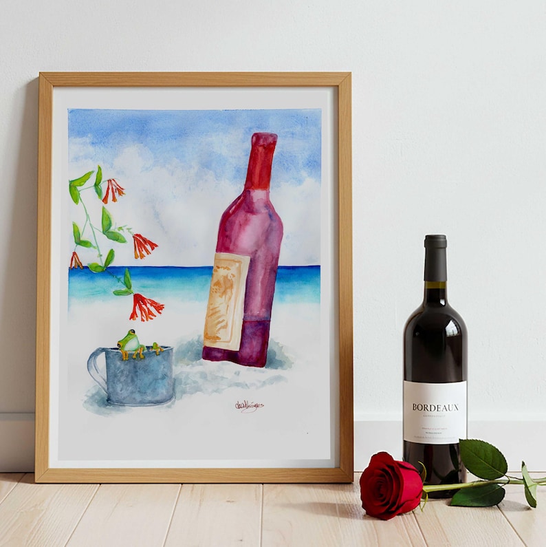 Tin Cup Chalice Beach Art: Jimmy Buffett Inspired Watercolor Print Wine ...