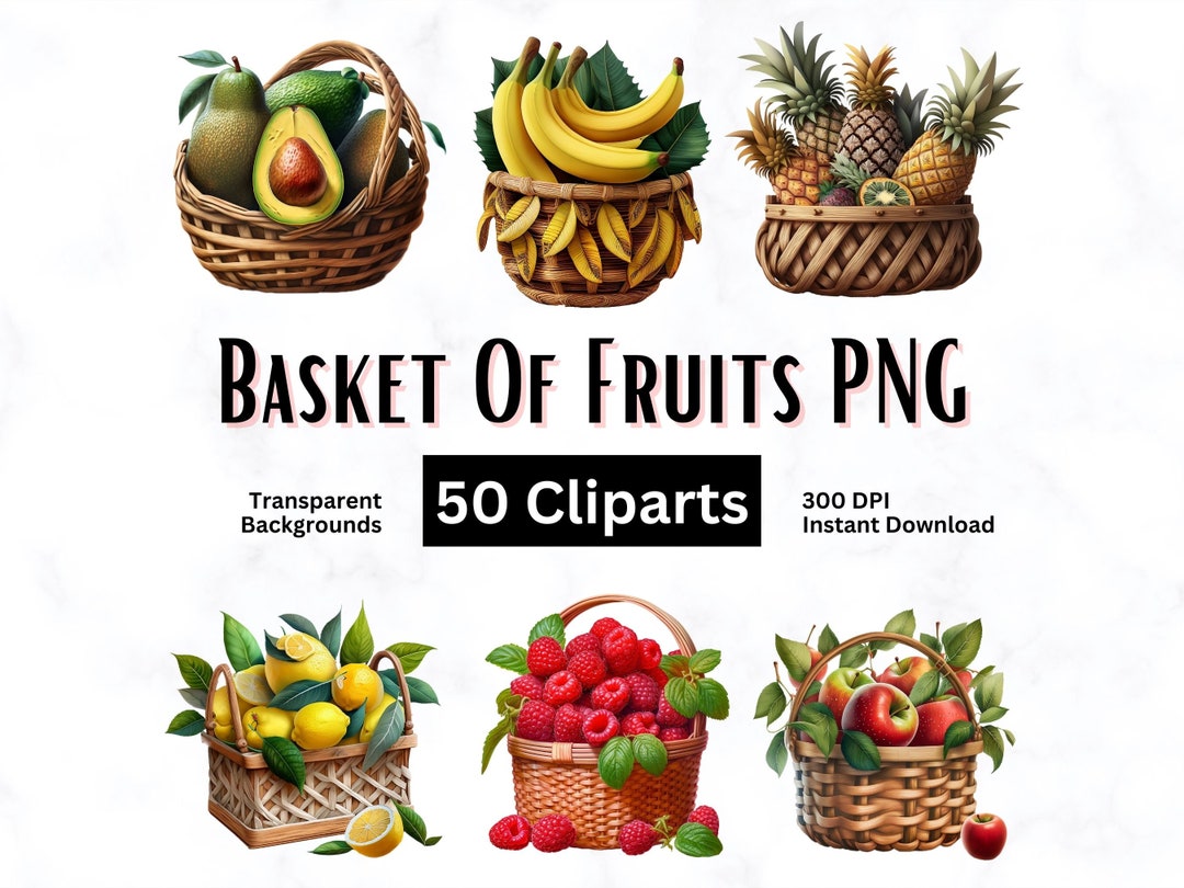 50 Watercolor Basket of Fruits Images, High-quality 300 DPI PNG Clipart ...