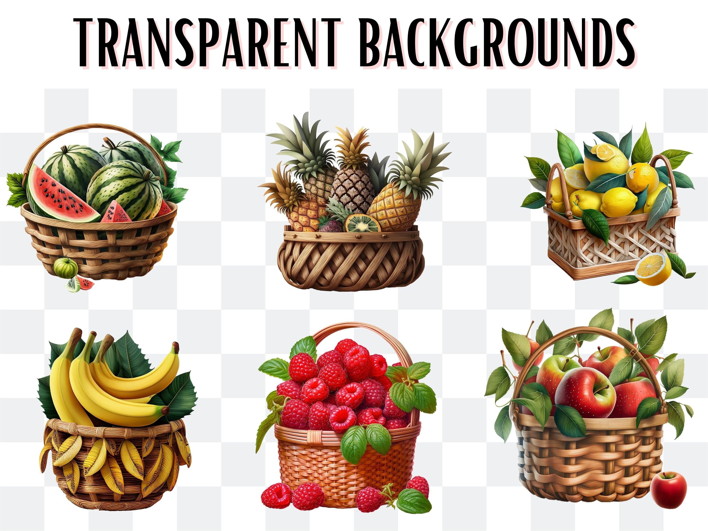 50 Watercolor Basket of Fruits Images, High-quality 300 DPI PNG Clipart ...