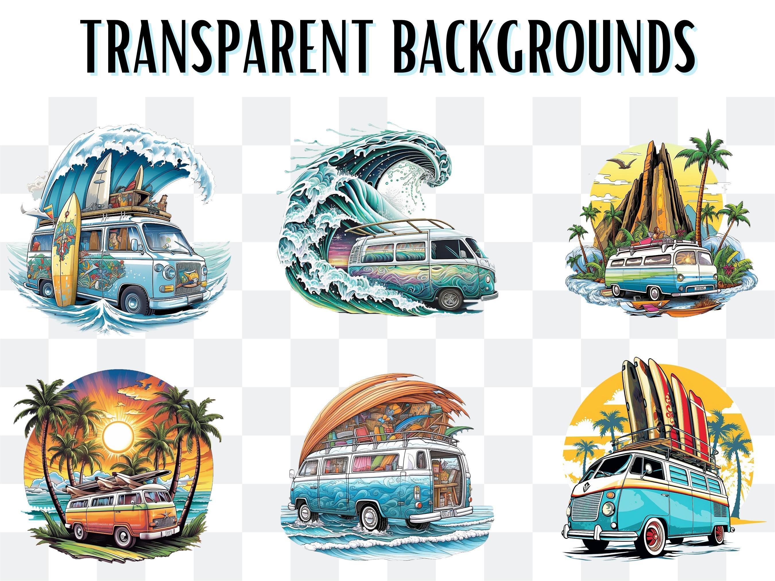 Van Surfing Clipart Bundle of 50 Cliparts With PNG Transparent ...