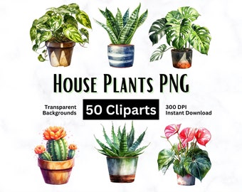 6 House Plant Clipart - PNG Set, Instant Download, Planner Stickers ...