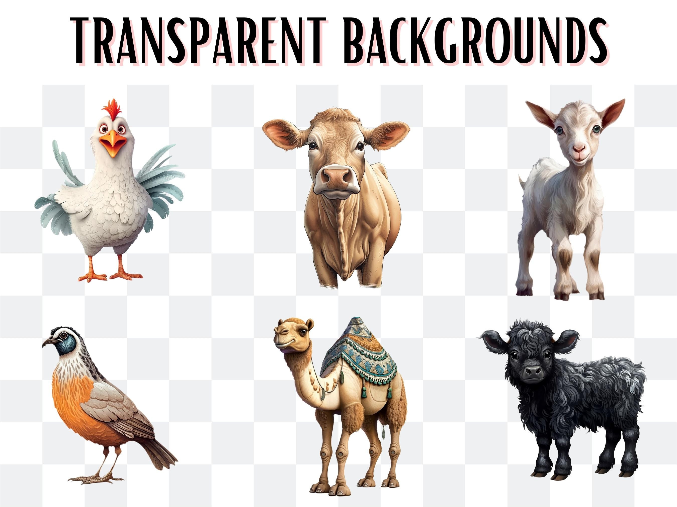 76 Farm Animals Clipart Bundle in High Quality PNG Format With ...