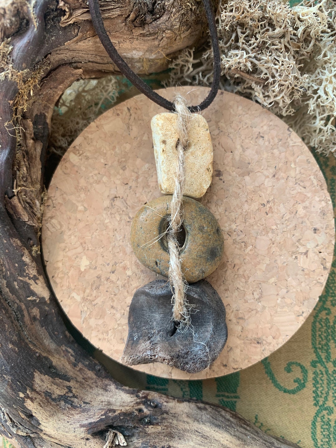 Bone and Hag Stone Necklace Witch's Hag Stone Jewellery Pagan Earthy ...