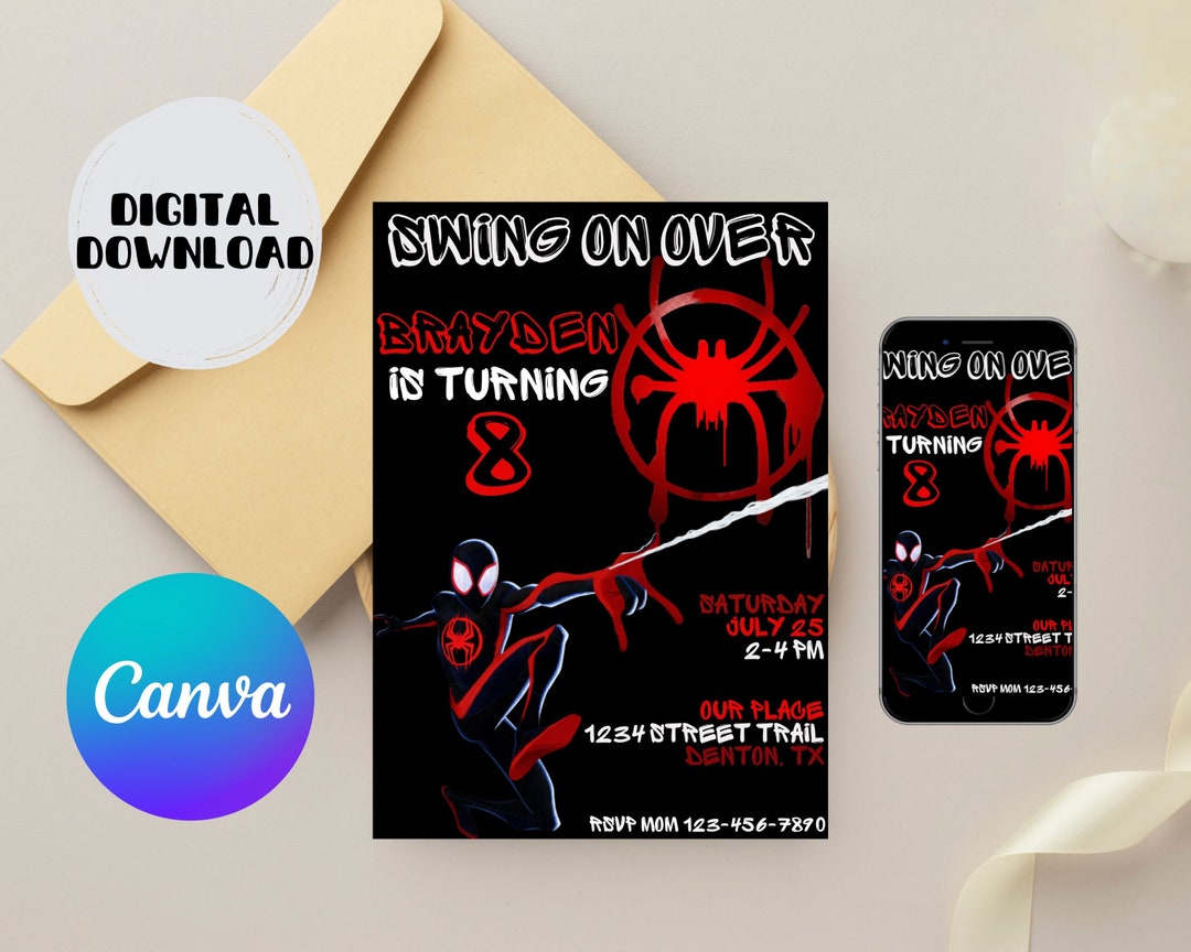Miles Morales Birthday Party Invitation Miles Morales Digital - Etsy
