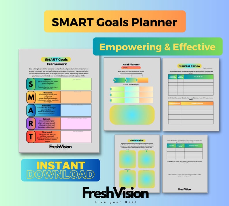 Smart Goals Planner, Goal Setting Worksheet, Goal Journal, Goal ...