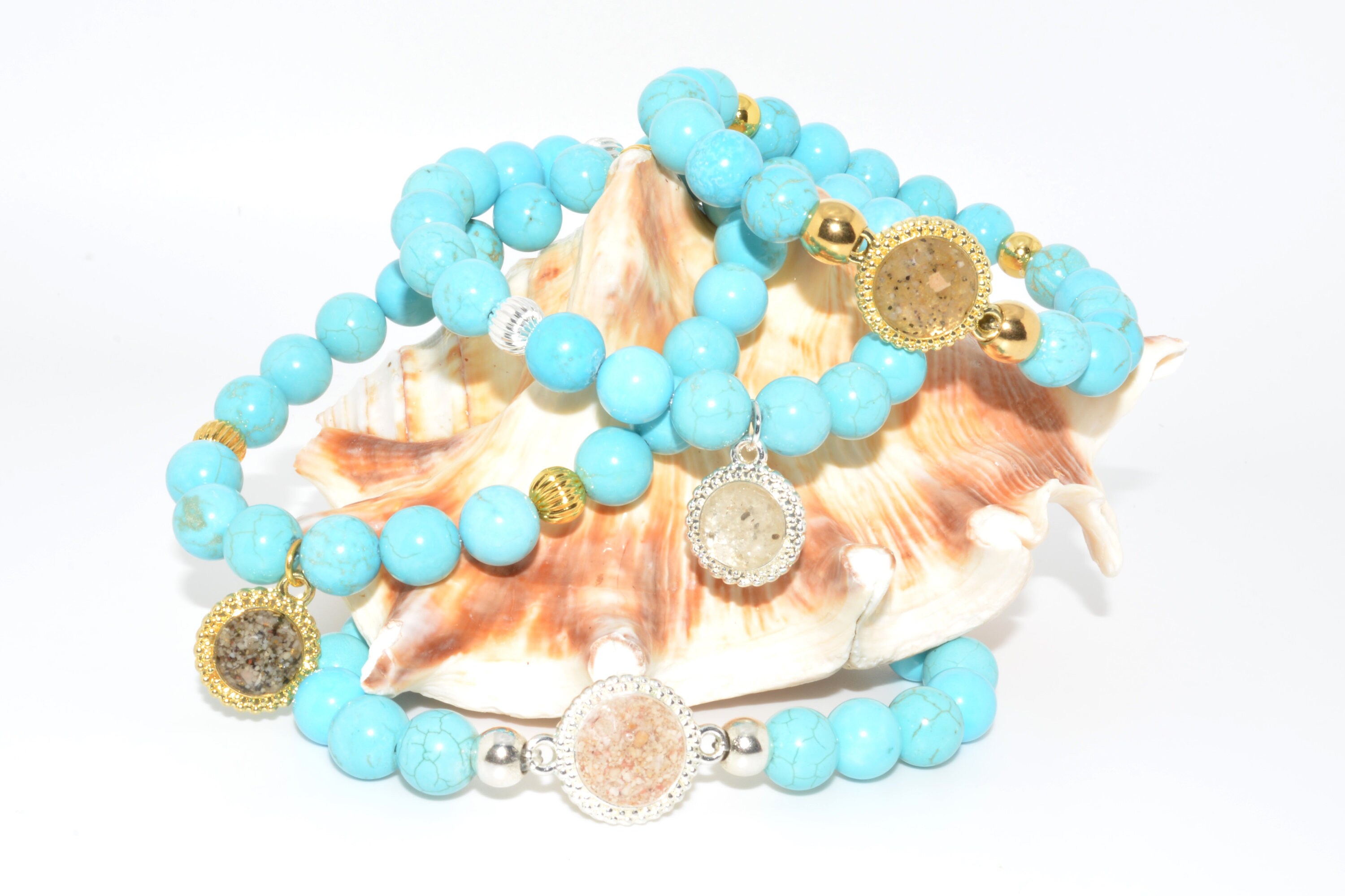 Turquoise Sand Bracelet | Custom Beach Sand Bracelet |stackable Stretch ...