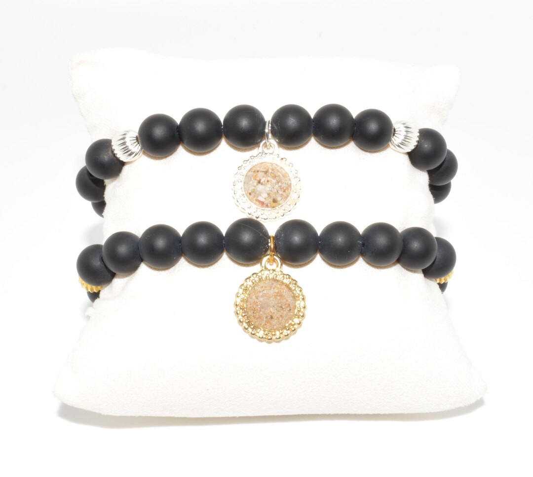 Matte Onyx Sand Charm Bracelet | Custom Beach Sand Bracelet |stackable ...