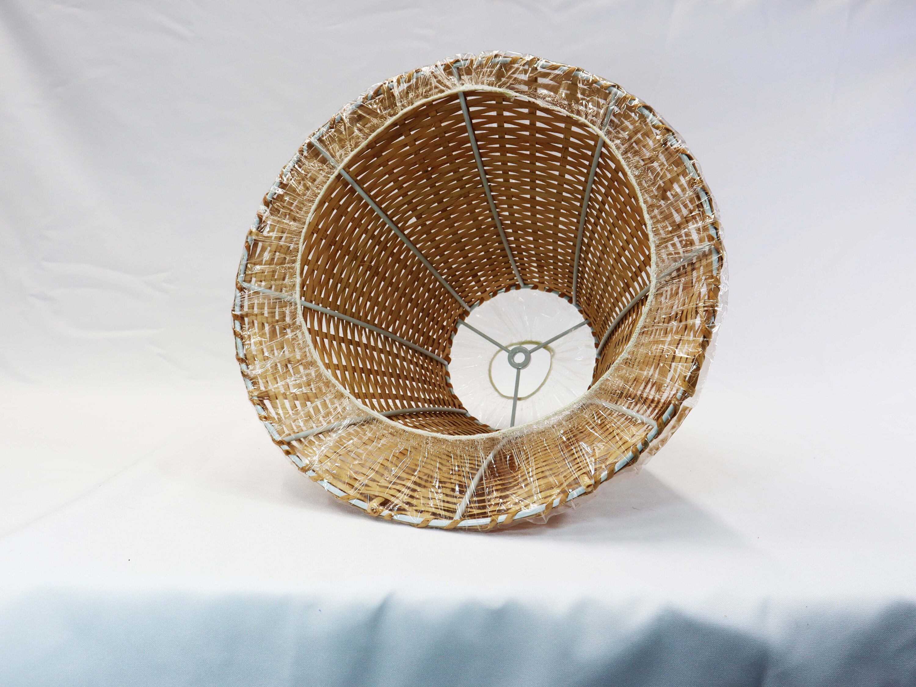 Vintage Wicker Lamp Shade Woven Straw Rattan Coastal Retro Tiki Bar ...