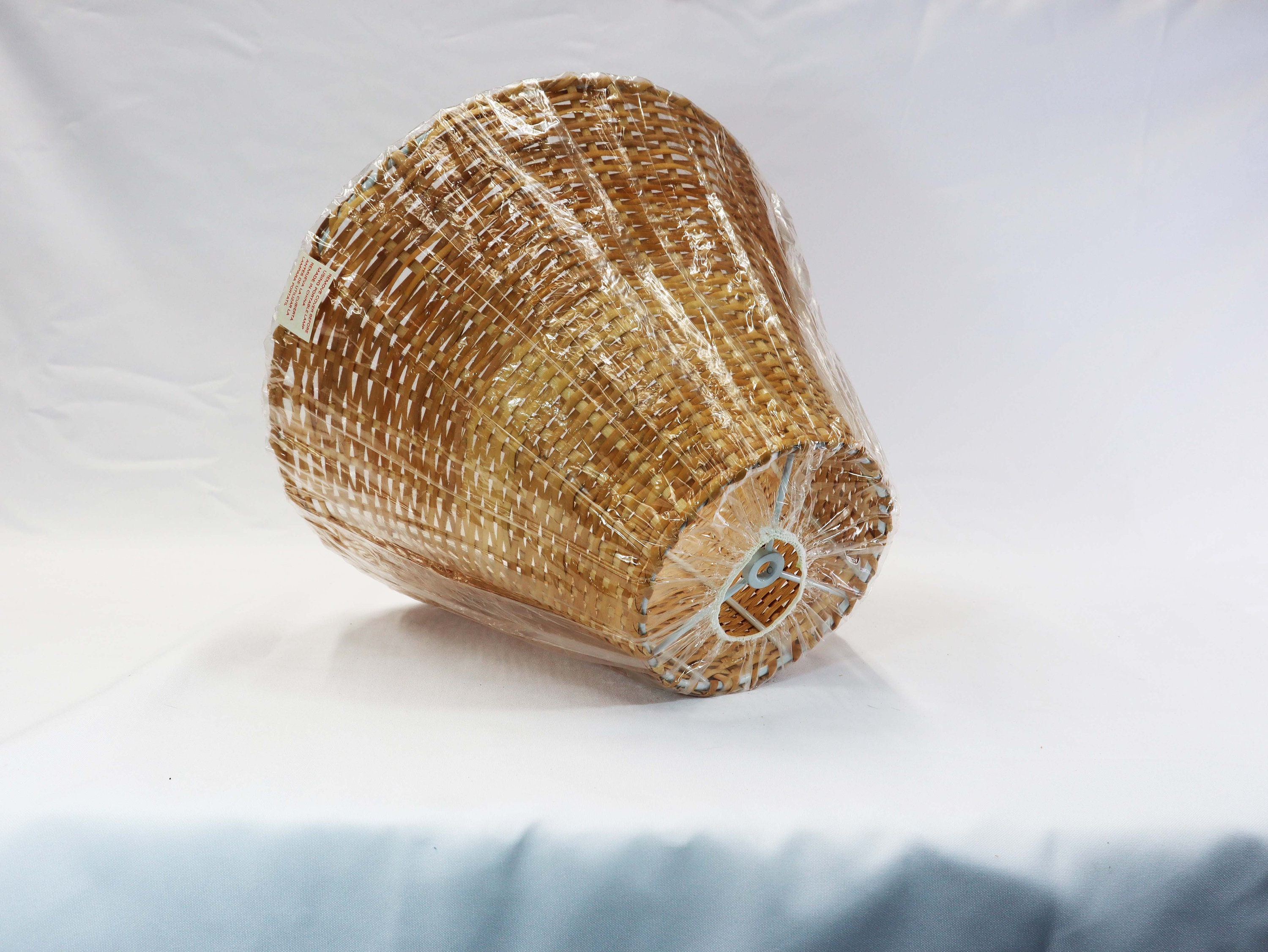 Vintage Wicker Lamp Shade Woven Straw Rattan Coastal Retro Tiki Bar ...