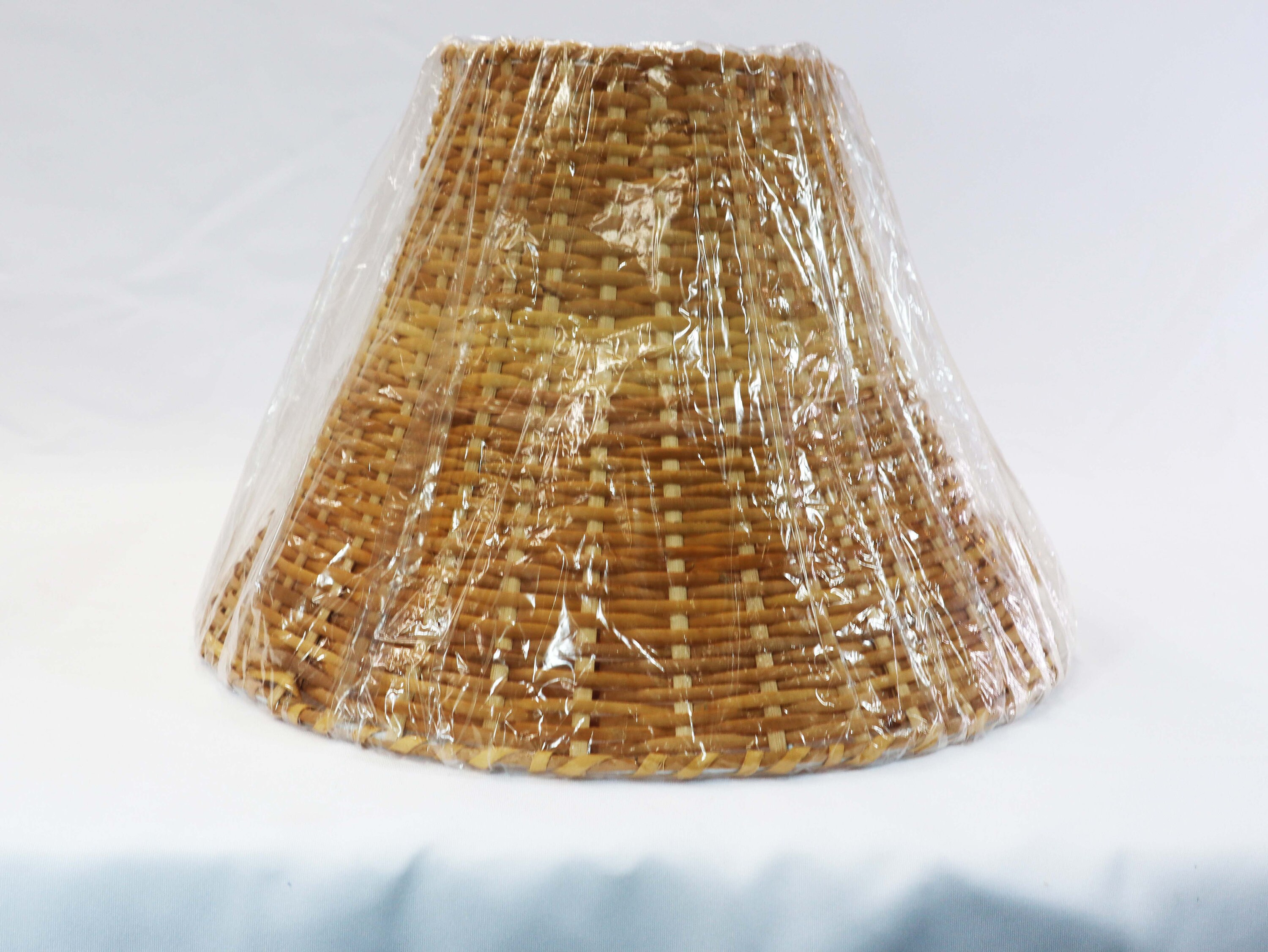Vintage Wicker Lamp Shade Woven Straw Rattan Coastal Retro Tiki Bar ...