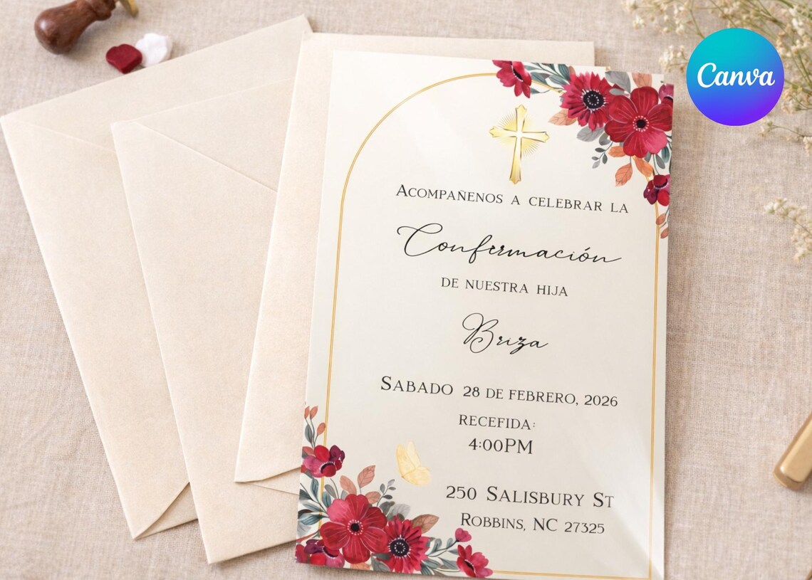 Spanish Confirmation Invitation Template - Etsy