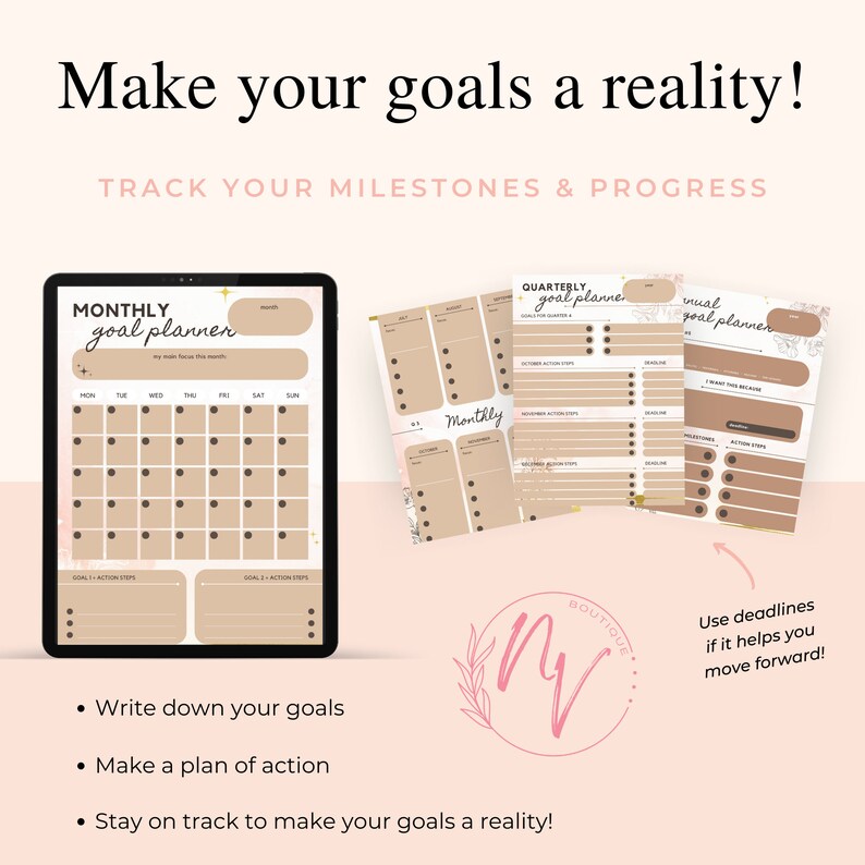 Goal Setting Planner - Digital Goal Tracker - Goal Setting Workbook ...