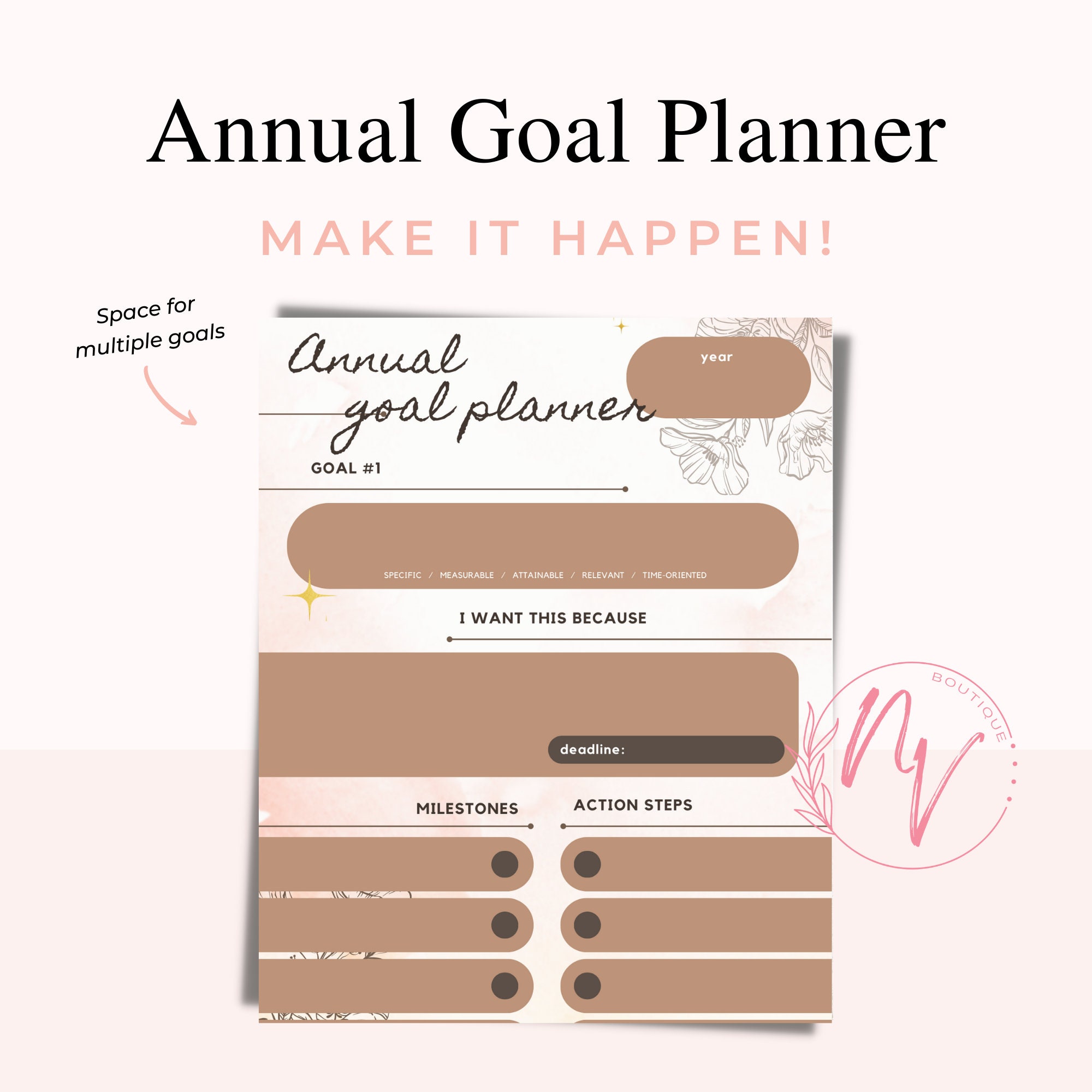 Goal Setting Planner - Digital Goal Tracker - Goal Setting Workbook ...