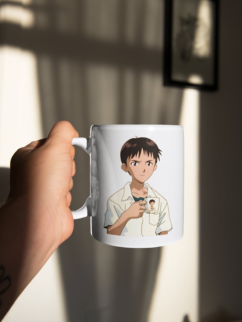 Shinji Holding A Mug, Text Anime, Birthday Party, Coffee Tea Anime Mug ...