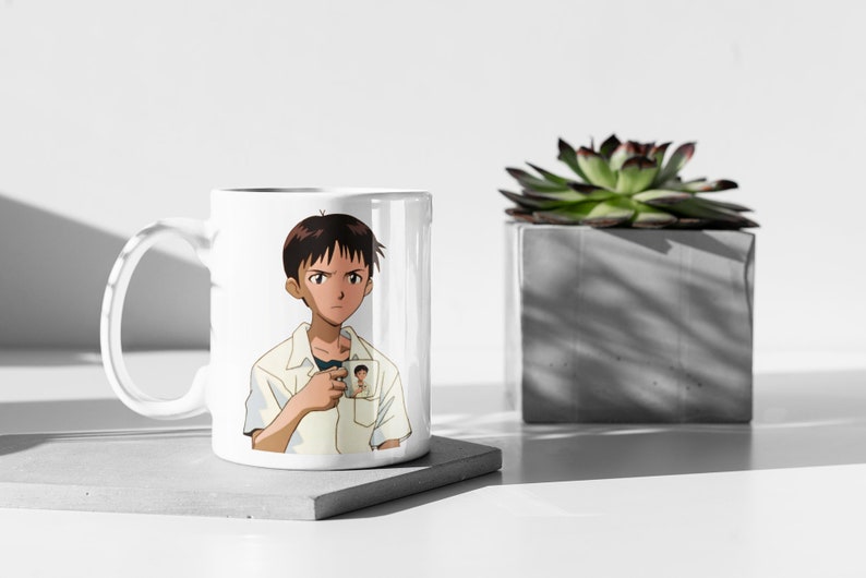 Shinji Holding A Mug, Text Anime, Birthday Party, Coffee Tea Anime Mug ...