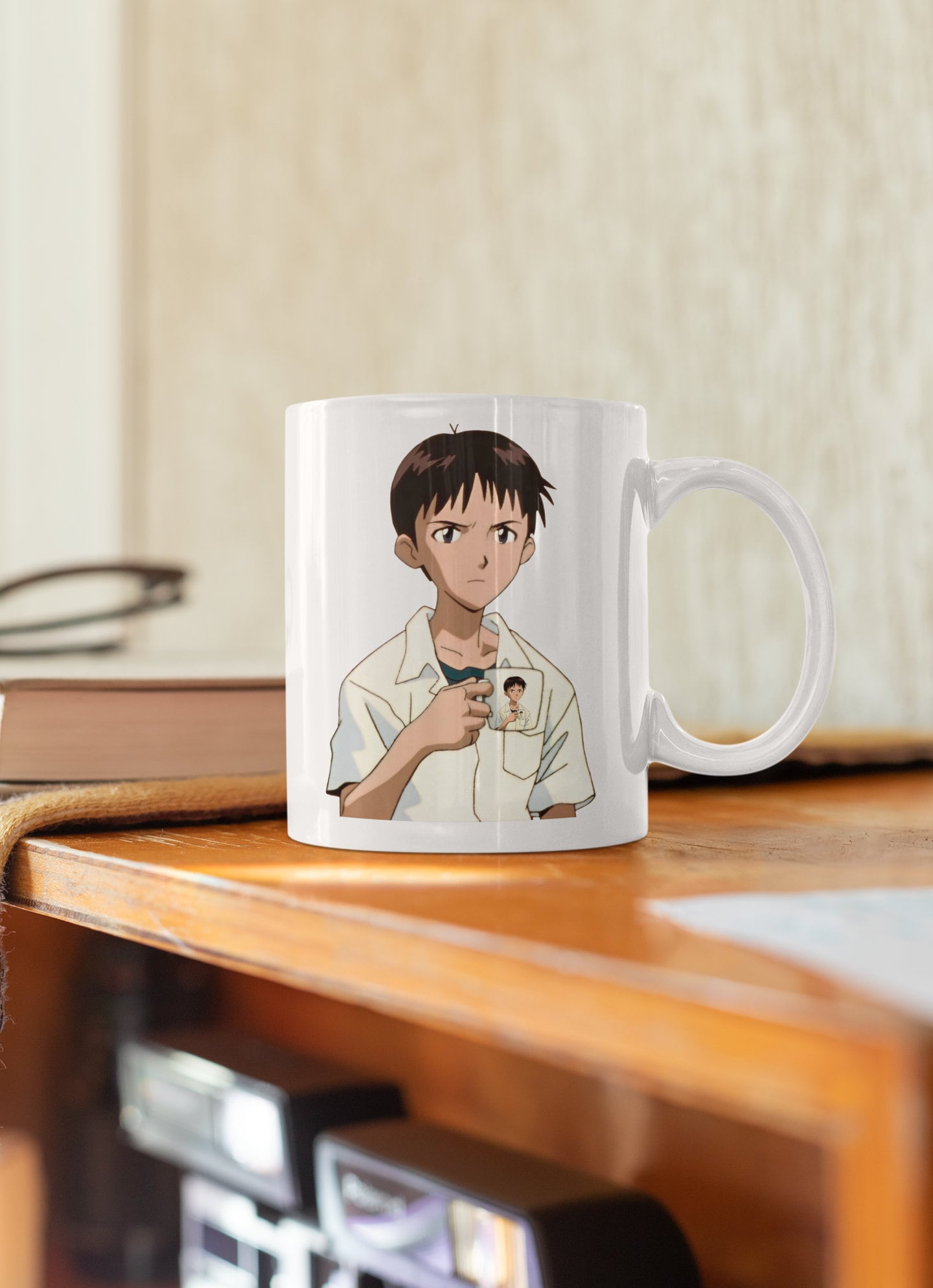Shinji Holding A Mug, Text Anime, Birthday Party, Coffee Tea Anime Mug ...