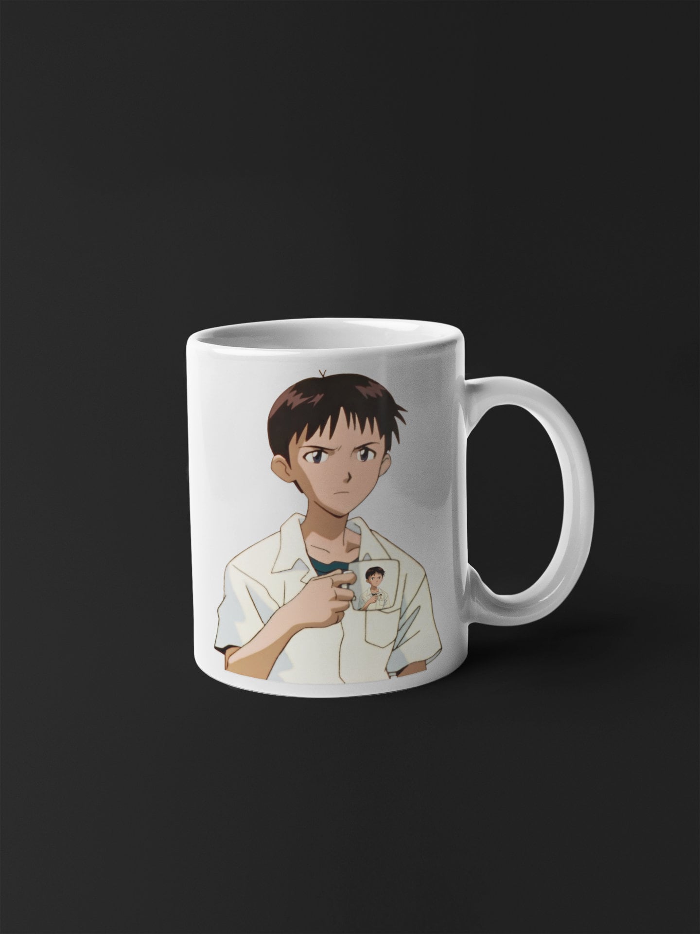 Shinji Holding A Mug, Text Anime, Birthday Party, Coffee Tea Anime Mug ...