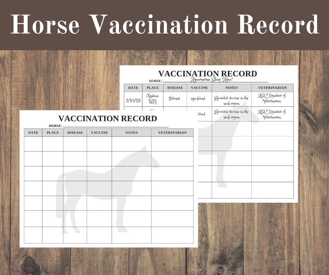 Horse Vaccination Chart | Horse Care | Equine Health - Etsy