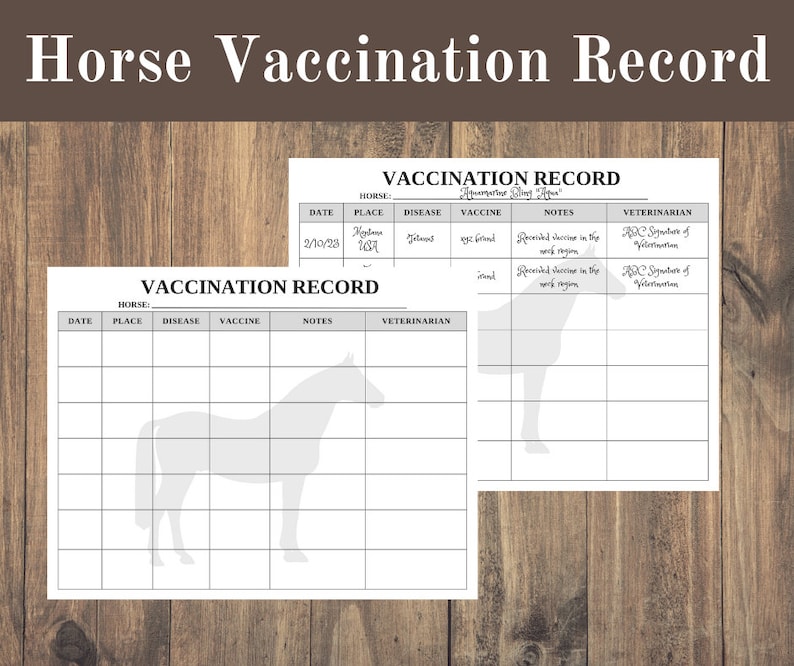 Horse Vaccination Chart | Horse Care | Equine Health - Etsy