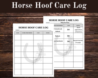 Printable Farrier Log, Horse Hoof Care Chart, Hoof Care Tracker ...