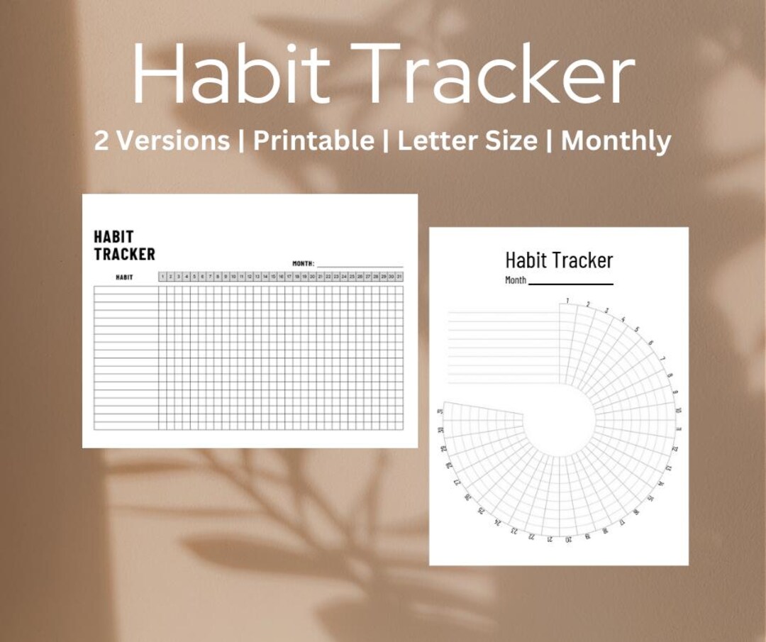 Monthly Habit Tracker | Printable | Letter Size | Two Versions - Etsy