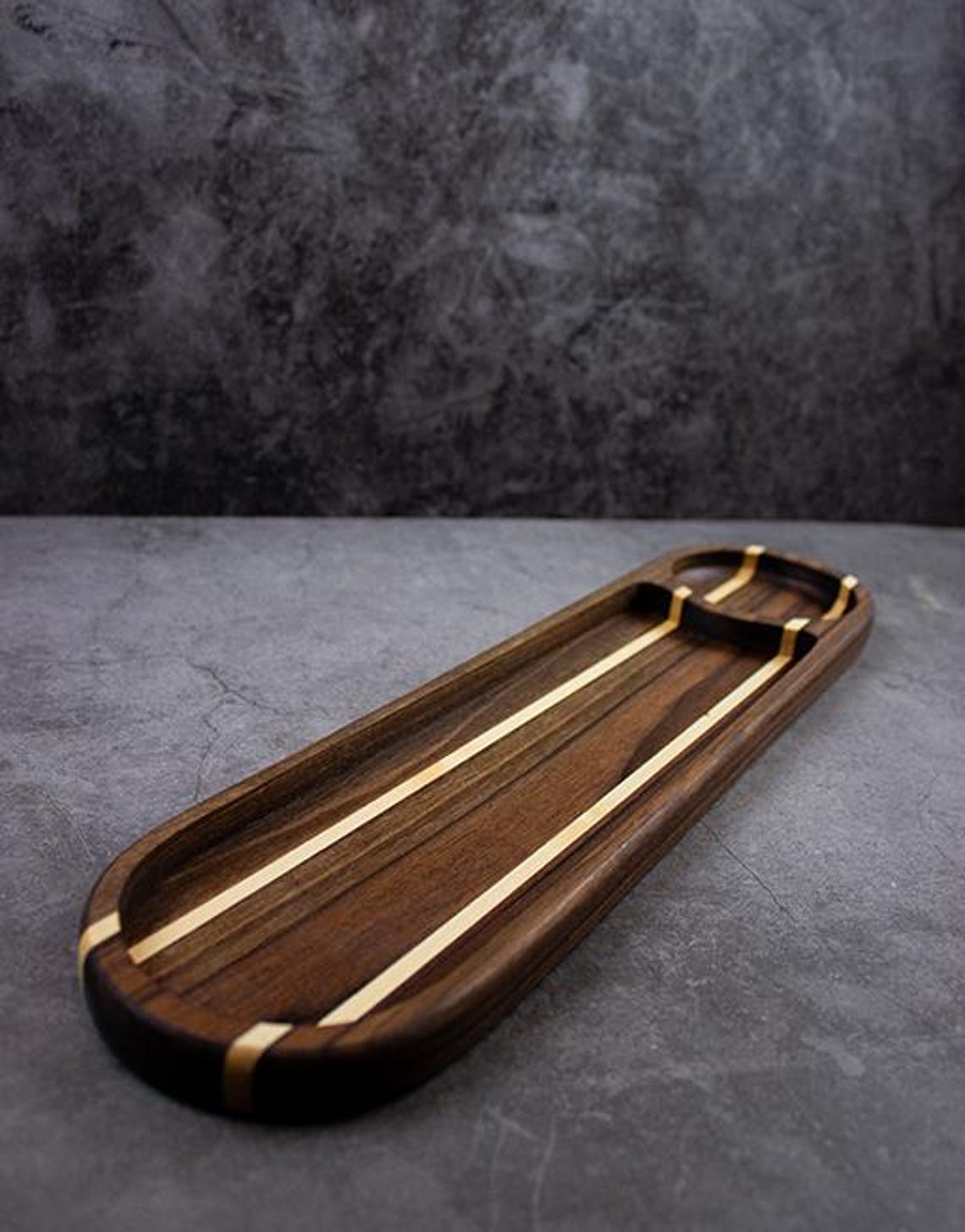Handcrafted Walnut Serving Platter – Modern Design With Dip Holder ...