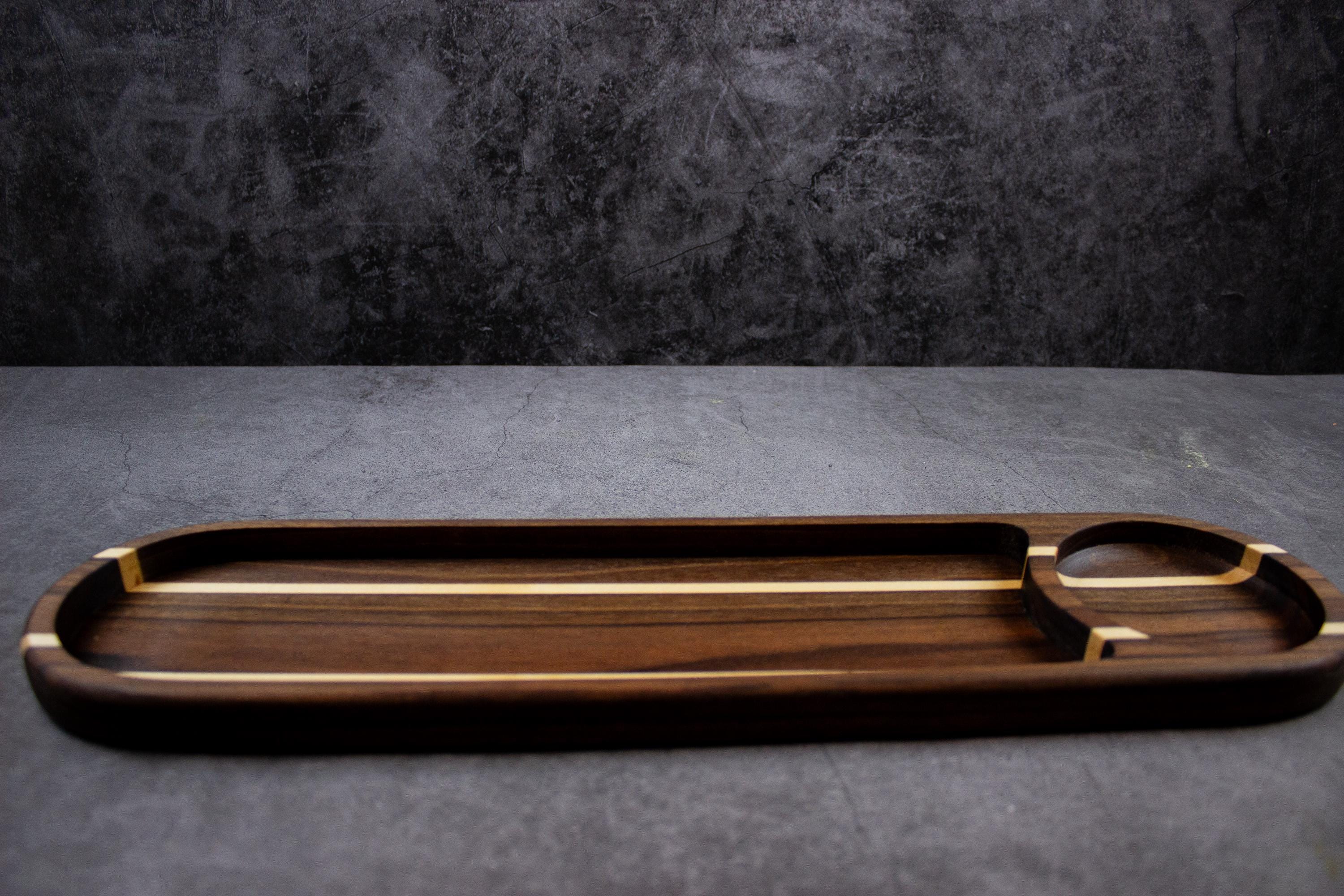 Handcrafted Walnut Serving Platter – Modern Design With Dip Holder ...