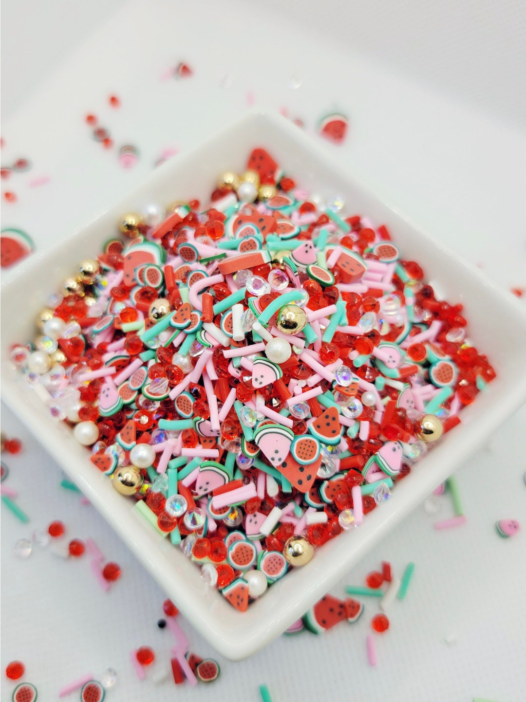 Multicolor Watermelon Polymer Clay Slices Mix | Fruit Fimos | Fimo Mix ...