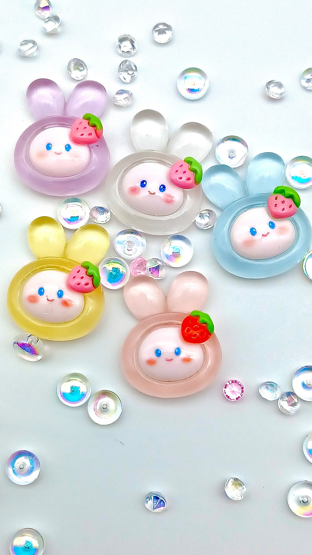 Cute Bunny Fruit Cabochons | Kawaii Bunny Fruit Charms | Cute | Kawaii ...