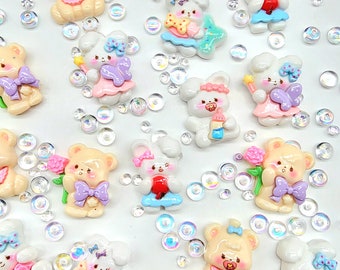 Assorted Rainbow Bear Cabochons | Rainbow Bear Charms | Cute | Kawaii ...