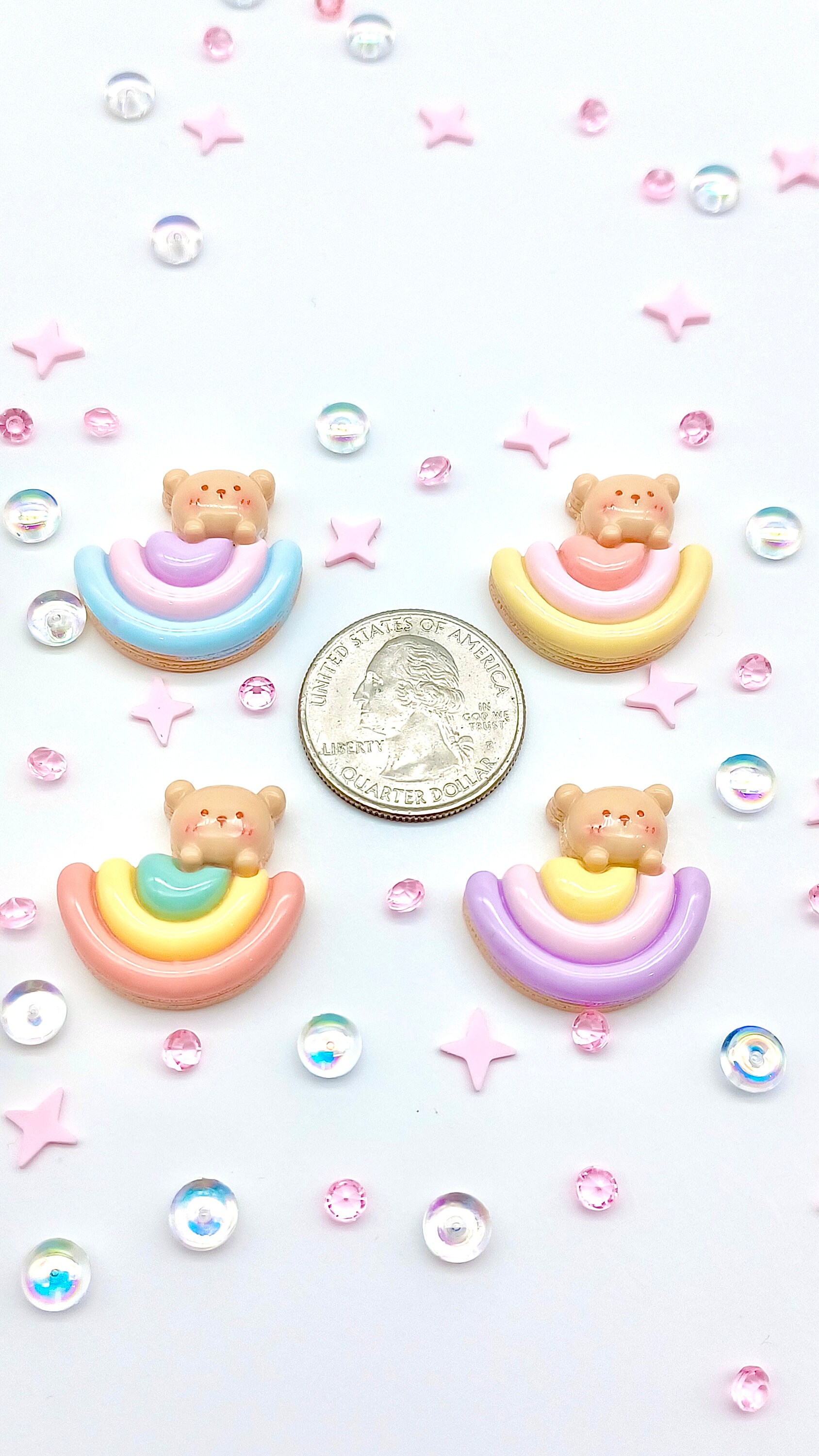 Assorted Rainbow Bear Cabochons | Rainbow Bear Charms | Cute | Kawaii ...