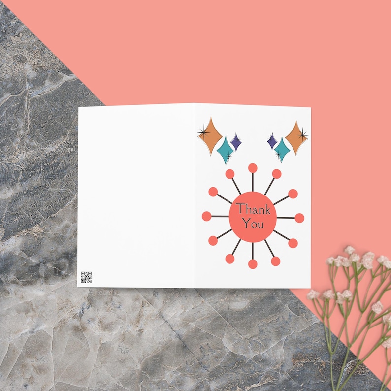 Atomic Age Burst Mid Century Modern Thank You Card - Etsy