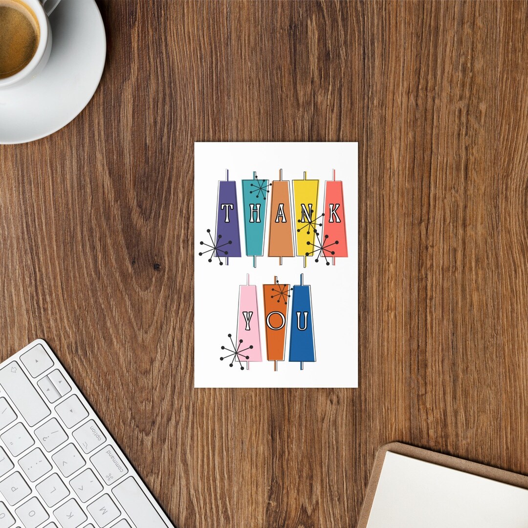 Midcentury Modern Atomic Age Thank You Card - Etsy