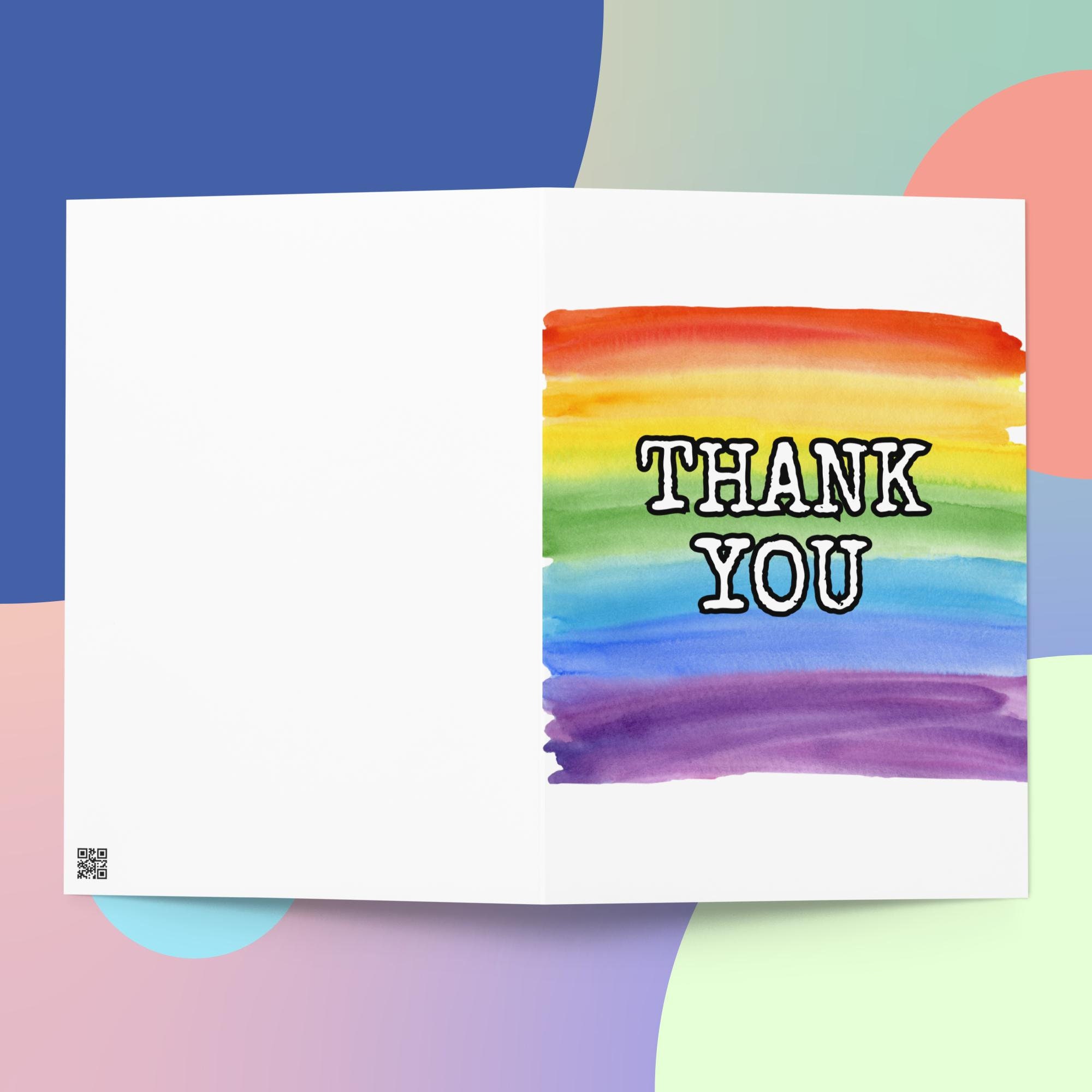 Rainbow Watercolor Thank You Card - Etsy