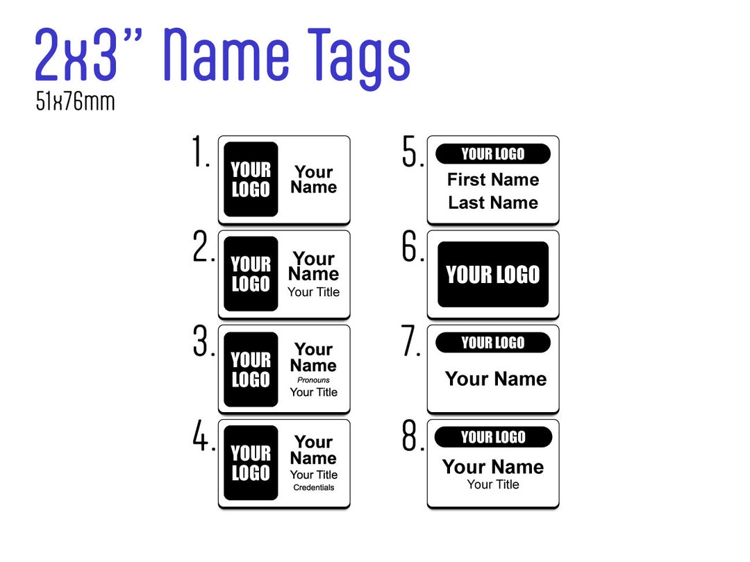 Engraved Name Tags With Logo for Employees, Incl. Magnetic or Pin ...