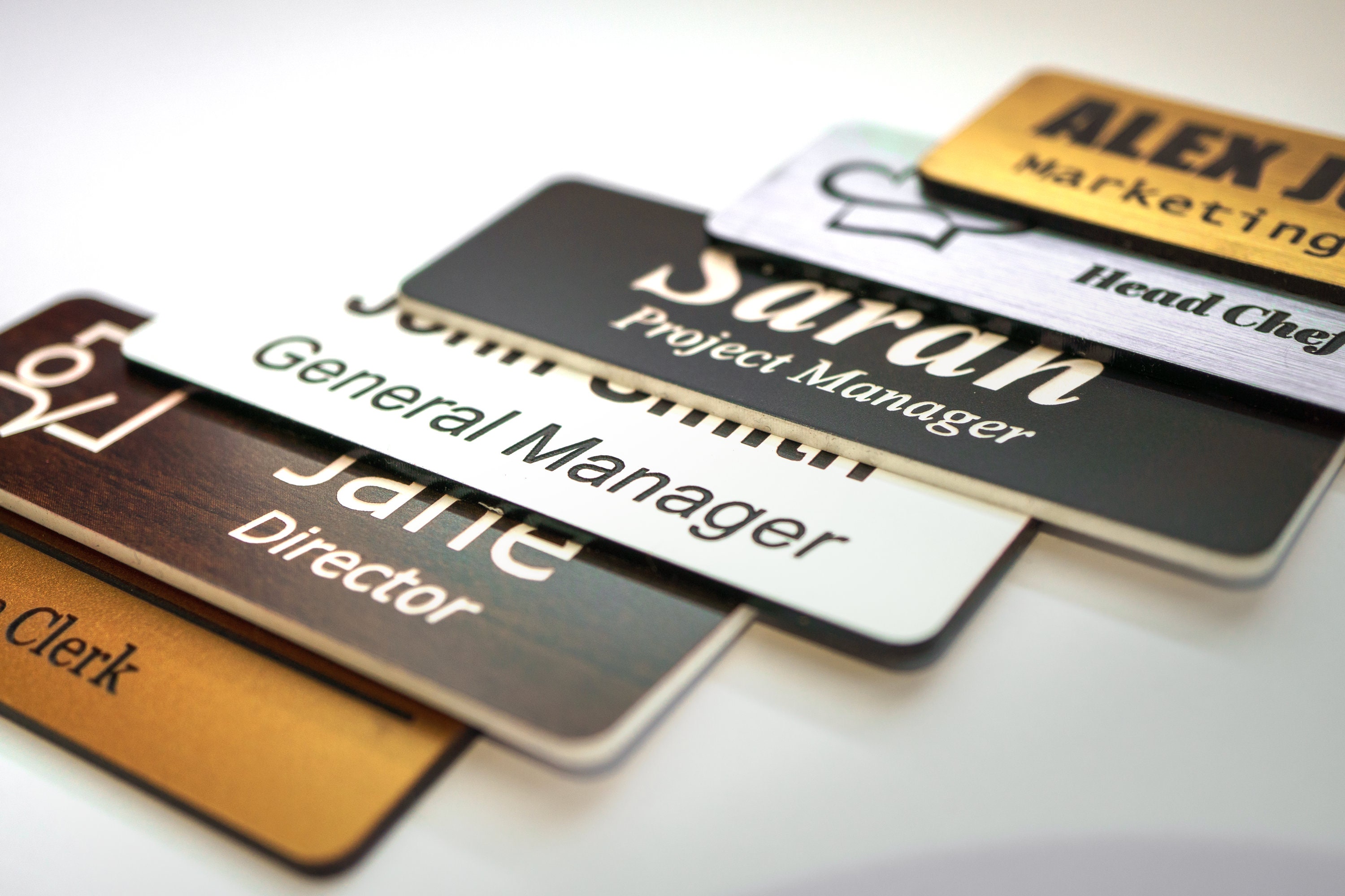 Custom Engraved Name Tag: Logo & Name, Magnetic or Pin Fastener - Etsy