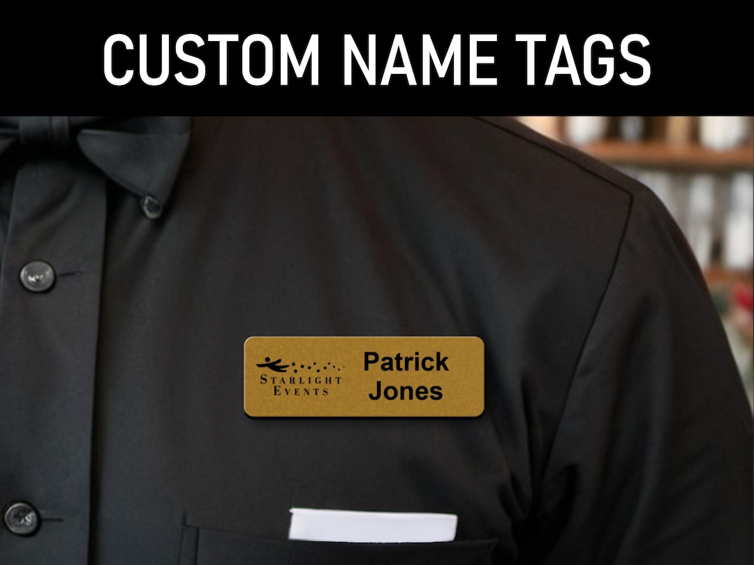 Custom Engraved Name Tag: Logo & Name, Magnetic or Pin Fastener - Etsy