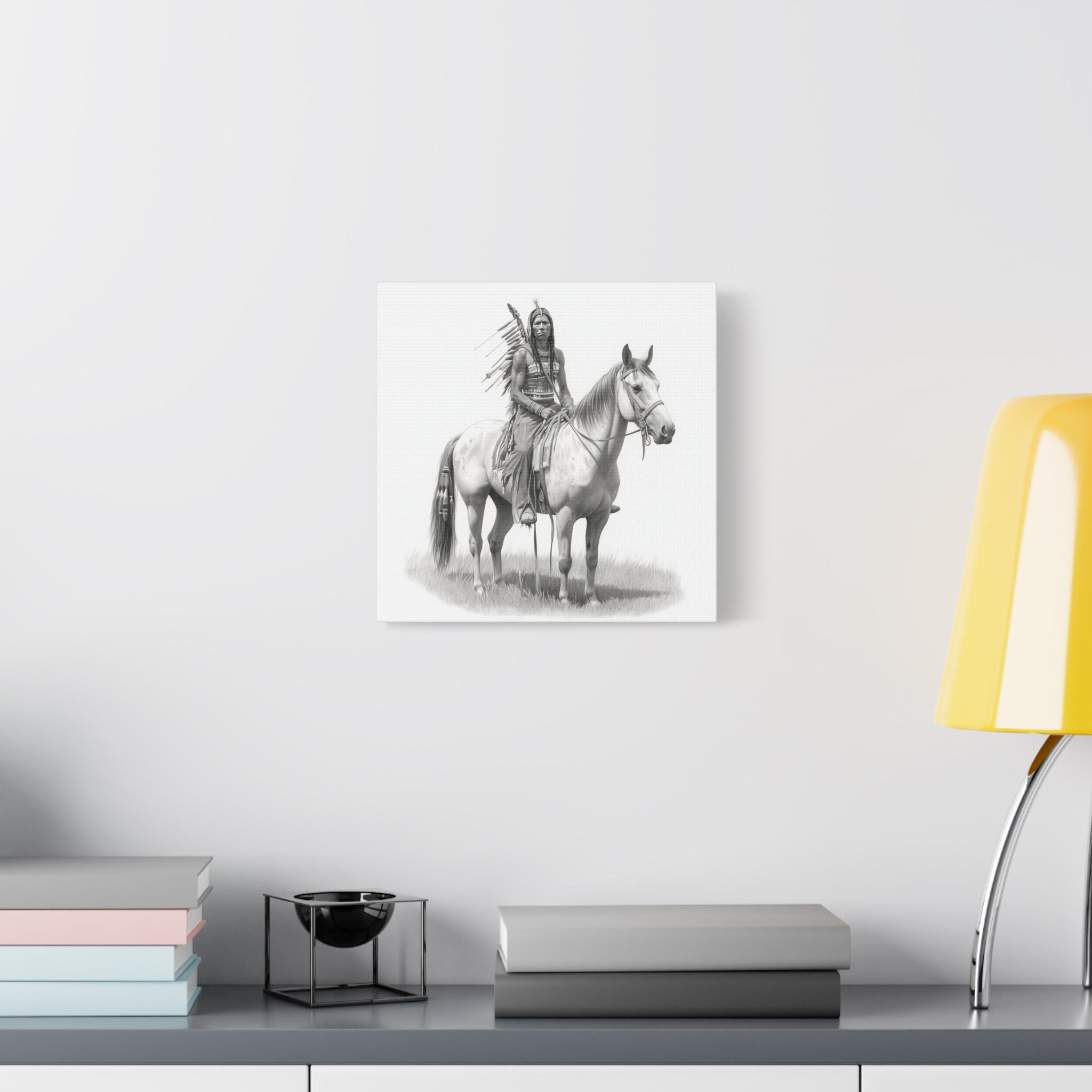 Native American Horse Pencil Drawing: Western Canvas Print - Etsy