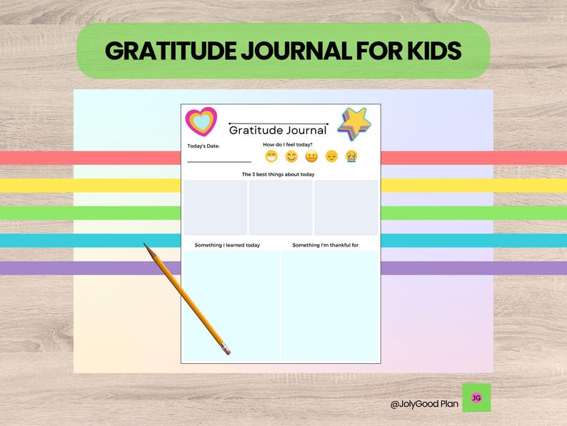 Printable Kids Daily Gratitude Journal, Gratitude Diary for Children ...