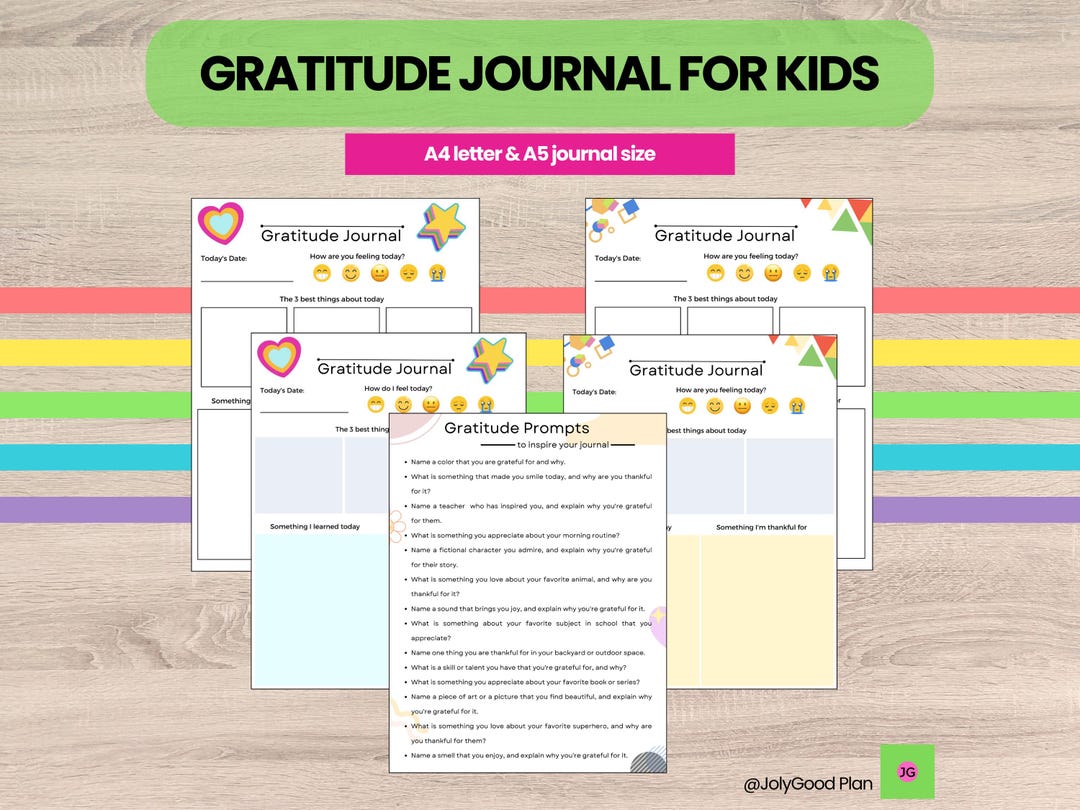 Printable Kids Daily Gratitude Journal, Gratitude Diary for Children ...