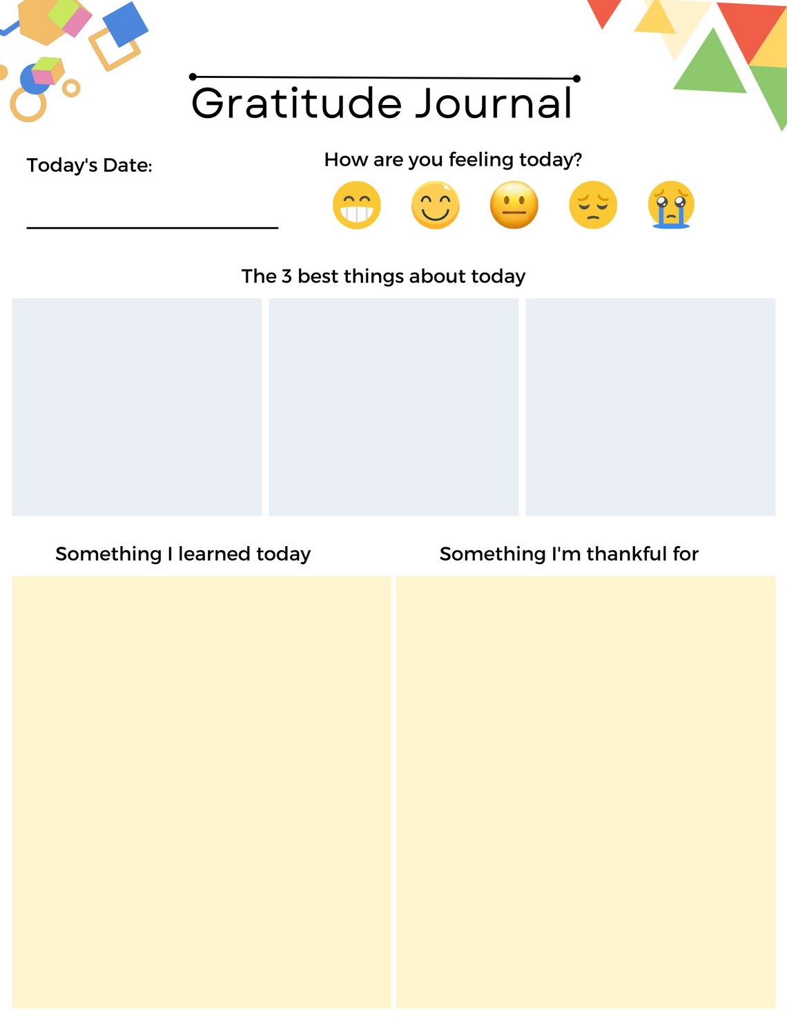 Printable Kids Daily Gratitude Journal, Gratitude Diary for Children ...