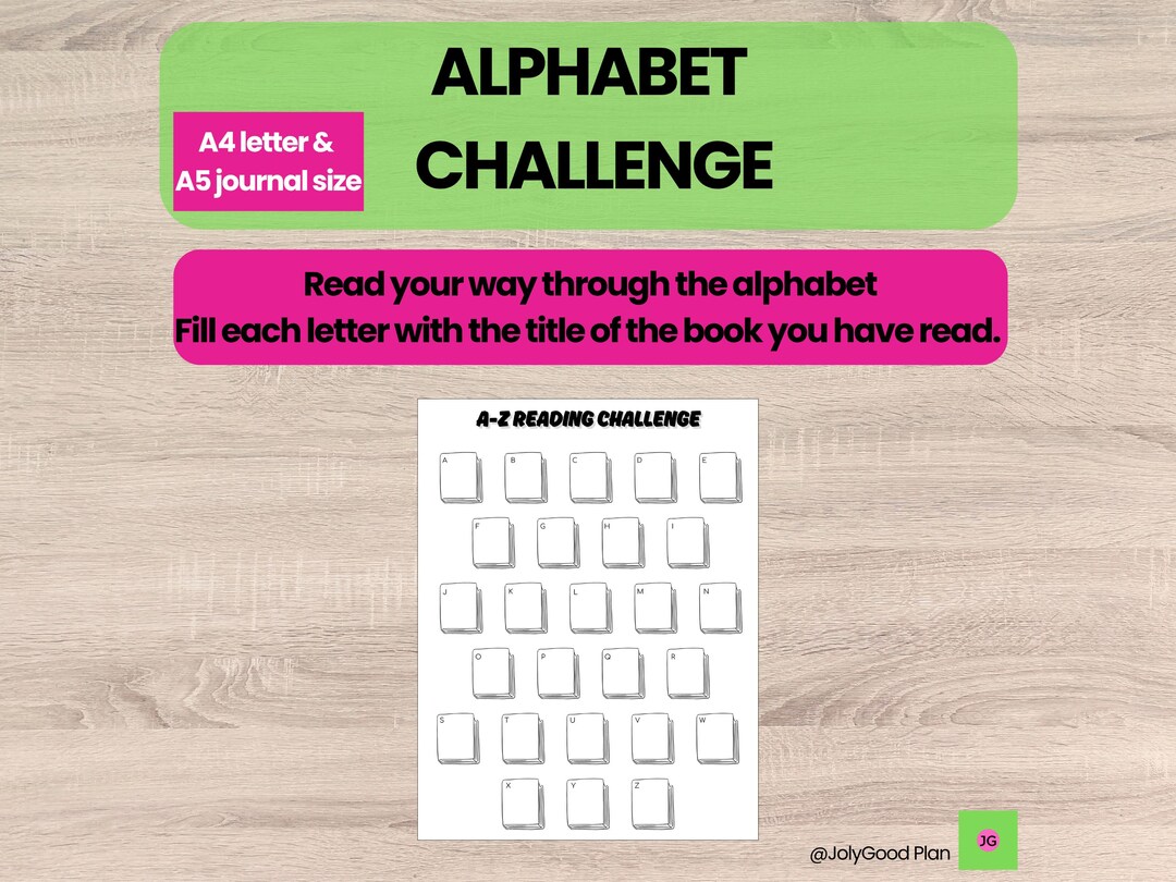A-Z Reading Challenge Printable | Book Tracker PDF | Reading Log ...